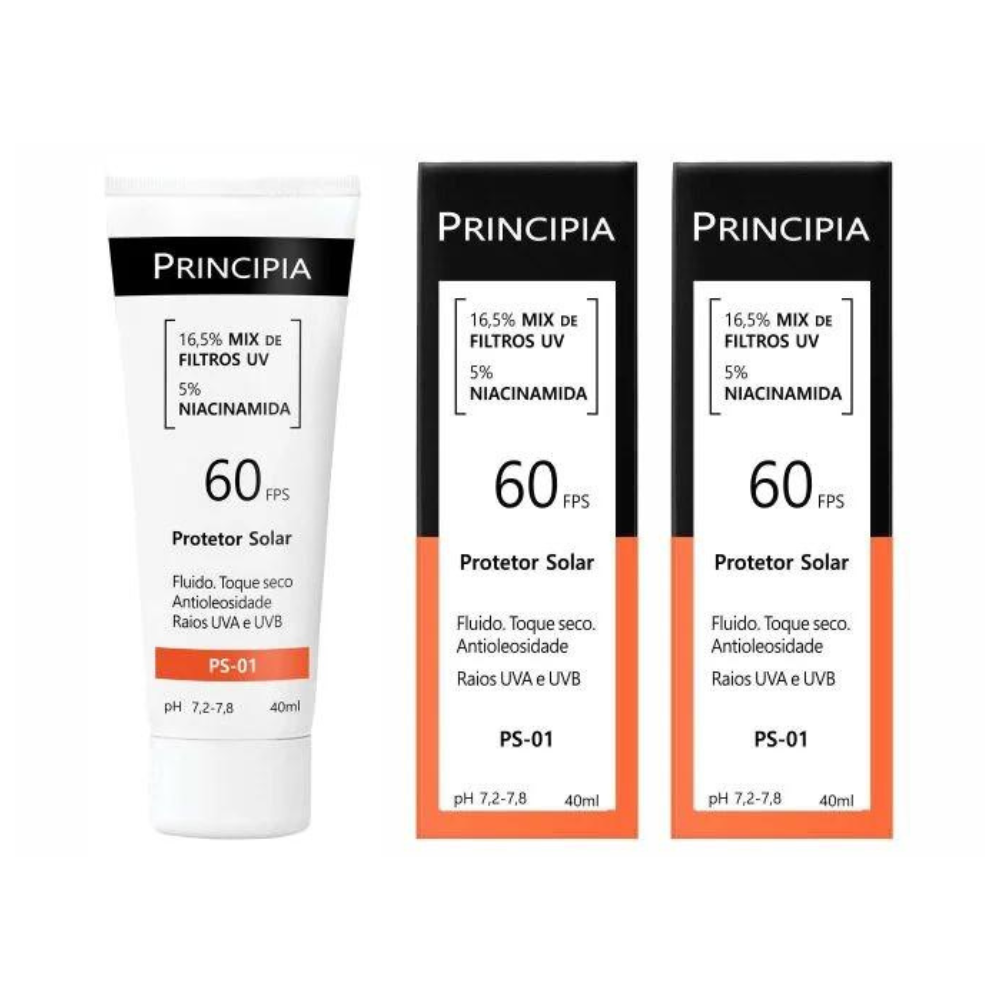 Protetor Solar Principia FPS60 Fluido Toque Seco Antioleosidade PS-01